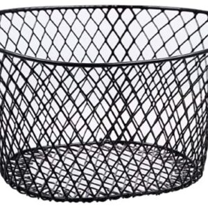 PROSPERITY DEVINE Small Vinyl-Coated Black Wire Baskets 2( Round) & 2(Oval) Wire Mesh Waste Basket for Organizing, Storage, Office, Class Rooms and More