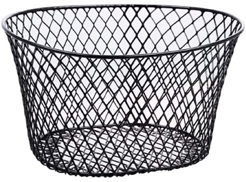 PROSPERITY DEVINE Small Vinyl-Coated Black Wire Baskets 2( Round) & 2(Oval) Wire Mesh Waste Basket for Organizing, Storage, Office, Class Rooms and More