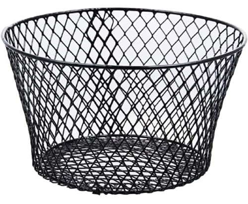 PROSPERITY DEVINE Small Vinyl-Coated Black Wire Baskets 2( Round) & 2(Oval) Wire Mesh Waste Basket for Organizing, Storage, Office, Class Rooms and More