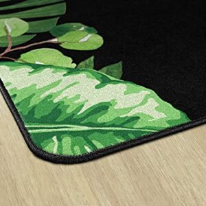 Flagship Carpets Schoolgirl Style Simply Boho Greenery Classroom Area Rug for Indoor Classroom Learning or Kid Bedroom Educational Play Mat, 5'x7'6", Black