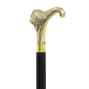 Halloween Vintage 36" Brass Walking Stick Solid Vintage Designer Lion Head Wooden Cane Antique Style 3 Fold Walking Stick