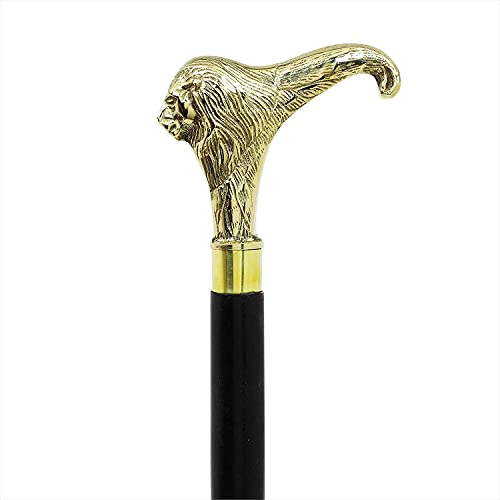 Halloween Vintage 36" Brass Walking Stick Solid Vintage Designer Lion Head Wooden Cane Antique Style 3 Fold Walking Stick