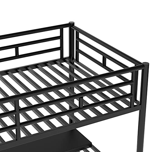 SOFTSEA Twin Metal Loft Bed with Stairs for Juniors High Loft Bed with Desk for Boys and Girls for Small Space, No Box Spring Needed