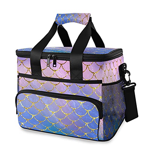 Qilmy Mermaid Lunch Bag for Women Reusable Leakproof Insulated Lunch Tote Bag with Shoulder Strap for Picnic Work Office School Travel