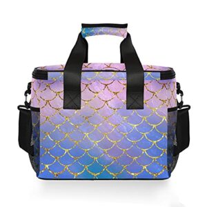 Qilmy Mermaid Lunch Bag for Women Reusable Leakproof Insulated Lunch Tote Bag with Shoulder Strap for Picnic Work Office School Travel