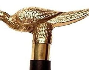 Halloween Handmade Brass Bird Designer Vintage Wooden Cane Walking Stick for Men & Women Stick (3 Fold Wooden Walking Cane )