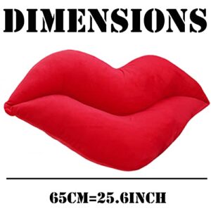 ELAINREN Lifelike Red Lips Shape Pillow Funny Plush 3D Lips Cushion Creative Hot Pink Lip Throw Pillow Decor for Sofa Couch Bed Car/Valentine's Day (25.6''x16.6'')