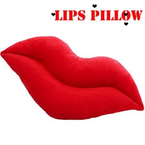 ELAINREN Lifelike Red Lips Shape Pillow Funny Plush 3D Lips Cushion Creative Hot Pink Lip Throw Pillow Decor for Sofa Couch Bed Car/Valentine's Day (25.6''x16.6'')