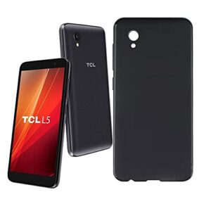 aqgg for tcl l5 5033e [5.00"] case, soft silicone bumper shell black flexible rubber phone protective cases tpu cover for tcl l5 5033e -black