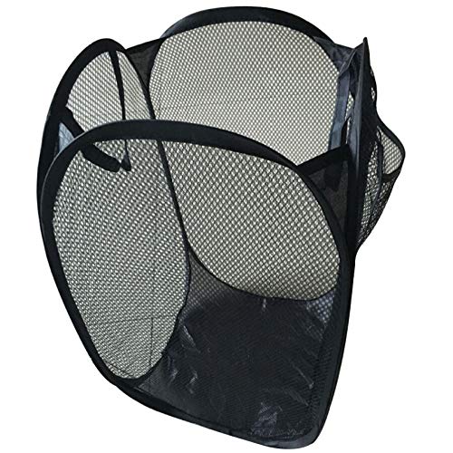 DOITOOL Dirty Clothes Basket Laundry Mesh Basket Wash Net Basket with Durable Handles Toy Clothes Tidy Storage Hamper for Home Bedroom Bathroom Black Laundry Basket