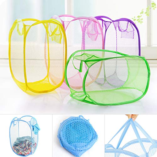 DOITOOL Dirty Clothes Basket Laundry Mesh Basket Wash Net Basket with Durable Handles Toy Clothes Tidy Storage Hamper for Home Bedroom Bathroom Black Laundry Basket