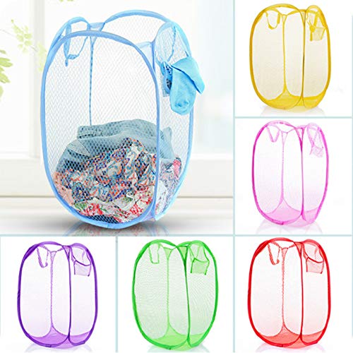 DOITOOL Dirty Clothes Basket Laundry Mesh Basket Wash Net Basket with Durable Handles Toy Clothes Tidy Storage Hamper for Home Bedroom Bathroom Black Laundry Basket