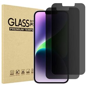 procase 2 pack 6.7 inch iphone 14 plus/iphone 13 pro max privacy screen protector, 9h anti spy dark tempered glass screen film guard for iphone 14 plus 2022/ iphone 13 pro max 2021, case friendly