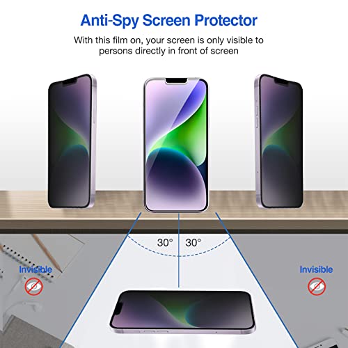 ProCase 2 Pack 6.7 Inch iPhone 14 Plus/iPhone 13 Pro Max Privacy Screen Protector, 9H Anti Spy Dark Tempered Glass Screen Film Guard for iPhone 14 Plus 2022/ iPhone 13 Pro Max 2021, Case Friendly