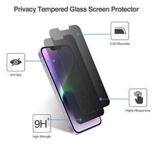 ProCase 2 Pack 6.7 Inch iPhone 14 Plus/iPhone 13 Pro Max Privacy Screen Protector, 9H Anti Spy Dark Tempered Glass Screen Film Guard for iPhone 14 Plus 2022/ iPhone 13 Pro Max 2021, Case Friendly