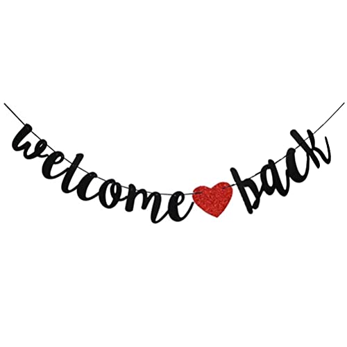 Welcome Back Banner Black Back to School Party Hanging Banner Welcome Back Garland for Welcome First Day of School Party Classroom Decorations