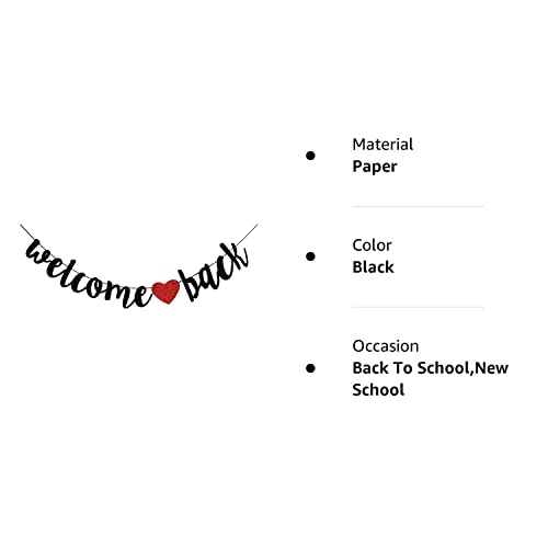 Welcome Back Banner Black Back to School Party Hanging Banner Welcome Back Garland for Welcome First Day of School Party Classroom Decorations