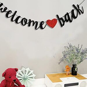 Welcome Back Banner Black Back to School Party Hanging Banner Welcome Back Garland for Welcome First Day of School Party Classroom Decorations