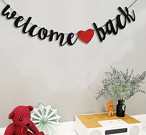 Welcome Back Banner Black Back to School Party Hanging Banner Welcome Back Garland for Welcome First Day of School Party Classroom Decorations