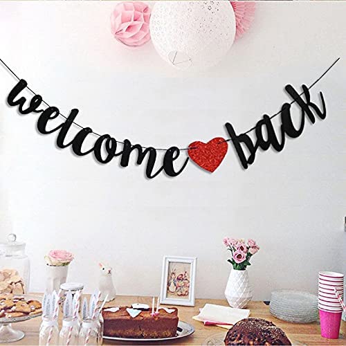 Welcome Back Banner Black Back to School Party Hanging Banner Welcome Back Garland for Welcome First Day of School Party Classroom Decorations