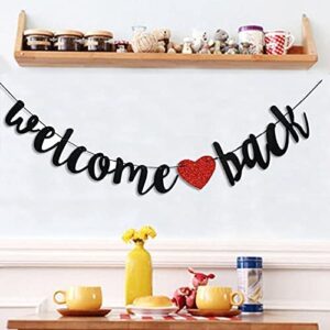 Welcome Back Banner Black Back to School Party Hanging Banner Welcome Back Garland for Welcome First Day of School Party Classroom Decorations