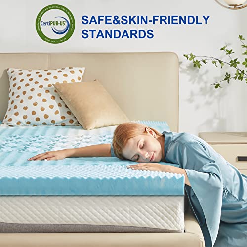 SINWEEK 3 Inch Mattress Topper 5-Zone Memory Foam Mattress Topper Pressure Relieve Soft Mattress Pad, CertiPUR-US Certified, Queen Size