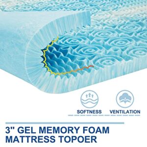 SINWEEK 3 Inch Mattress Topper 5-Zone Memory Foam Mattress Topper Pressure Relieve Soft Mattress Pad, CertiPUR-US Certified, Queen Size