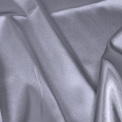 Stretch Satin Fabric for Bridal Dress Decoration & Craft 47 Inches Width by The Yard Entelare(Silver Grey 1Yard)