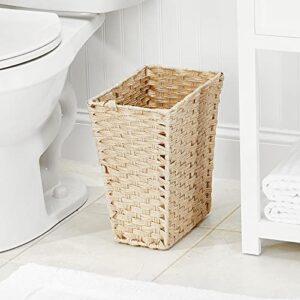 mDesign Small Woven Trash Can - Slim Rectangular Waste Basket - Decorative Garbage Waste Bin for Bedroom, Bathroom, Kitchen, Home Office, Craft, Laundry, Utility Rooms, and Garage - Taupe