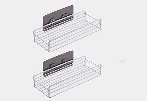 Shower caddy rack corner adhesive shower caddies shelf for inside bathroom shower storage holder bathtub organizer shower storage rack No-drilling White 2-pack HFANFI TZWJ-W