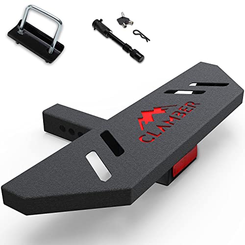 CLAMBER Hitch Step for Pickup Truck & Trailer with 2 Inch Hitch Receiver, E-Coat & Black Texture Powder Coat Surface Anti-Rust, Anti-Slip & Water-Proof, with U-Bolt Stabilizer, Hitch Lock & Reflector