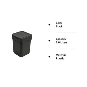 carrotez Mini Trash Can, Countertop Trash Can, 2 Liter/ 0.5 Gallon, Mini Wastebasket, Small Trash Can, Garbage Container Bin for Coffee Bar, Bathroom, Office, Countertop, Bedroom - Black