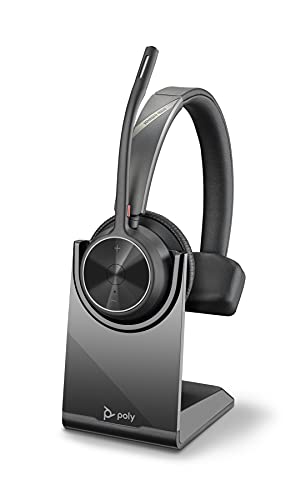 Poly - Voyager 4310 UC Wireless Headset + Charge Stand (Plantronics) - Single-Ear Headset w/Mic - Connect to PC/Mac via USB-C Bluetooth Adapter, Cell Phone via Bluetooth -Works with Teams, Zoom &More