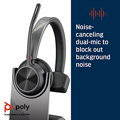 Poly - Voyager 4310 UC Wireless Headset + Charge Stand (Plantronics) - Single-Ear Headset w/Mic - Connect to PC/Mac via USB-C Bluetooth Adapter, Cell Phone via Bluetooth -Works with Teams, Zoom &More