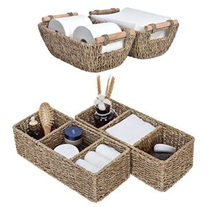 storageworks hand-woven seagrass wicker baskets set