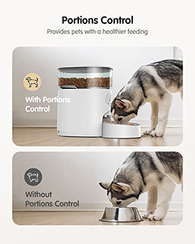 Faroro Automatic Cat Feeders, 4L Cat Dry Food Dispenser, Automatic Pet Feeders for Cats and Dogs with Portion Control, Schedule 1-6 Meals per Day, 10s Customized Voice Recording, Dual-Power Supply