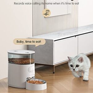 Faroro Automatic Cat Feeders, 4L Cat Dry Food Dispenser, Automatic Pet Feeders for Cats and Dogs with Portion Control, Schedule 1-6 Meals per Day, 10s Customized Voice Recording, Dual-Power Supply