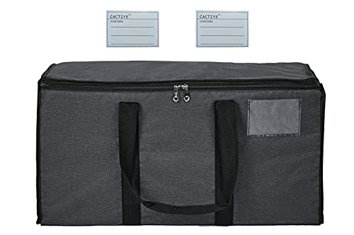 CACTIYE Storage Tote with Zippers & Carrying Handles, Heavy-Duty Oxford Fabric Moving Bags for Space Saving Moving Storage (Gray, 1 pack-large)