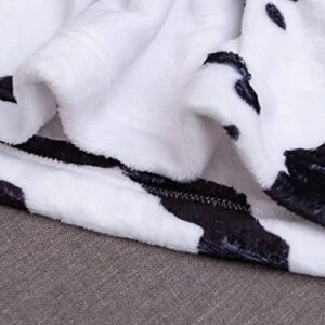 chifave Cow Print Blanket Fleece Black and White Cow Throw Blanket for Kids Adults Soft and Worm Twin Blanket for Bed, Couch, Sofa All Season (Cow Print 60"x80")