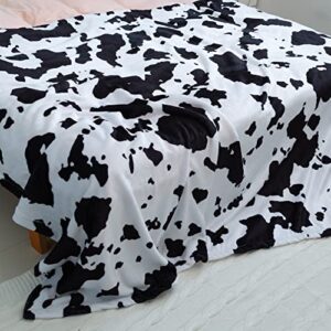 chifave Cow Print Blanket Fleece Black and White Cow Throw Blanket for Kids Adults Soft and Worm Twin Blanket for Bed, Couch, Sofa All Season (Cow Print 60"x80")