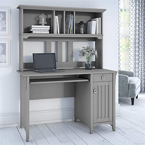 Atlin Designs Small Computer Desk with Hutch in Cape Cod Gray