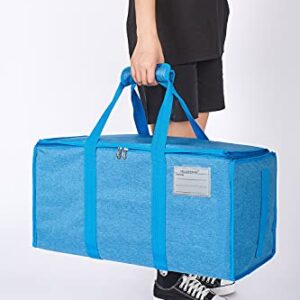 YELAIYEHAO Extra Large Storage Tote with Zippers & Carrying Handles, Heavy-Duty Oxford Fabric Moving Bags for Space Saving Moving Storage (Lake blue, 1 PCS)