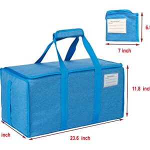 YELAIYEHAO Extra Large Storage Tote with Zippers & Carrying Handles, Heavy-Duty Oxford Fabric Moving Bags for Space Saving Moving Storage (Lake blue, 1 PCS)