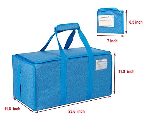 YELAIYEHAO Extra Large Storage Tote with Zippers & Carrying Handles, Heavy-Duty Oxford Fabric Moving Bags for Space Saving Moving Storage (Lake blue, 1 PCS)