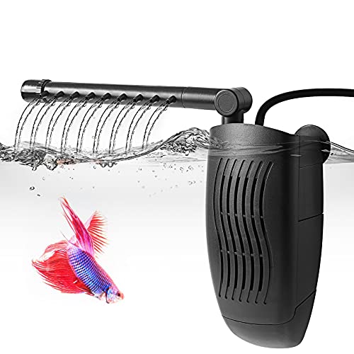 FEDOUR 4W 5W Adjustable Aquarium Internal Filter, Submersible Filter with Spray Bar, Water Pump for 1-40 Gallon Fish and Turtle Tank (for 1-20 gallon)