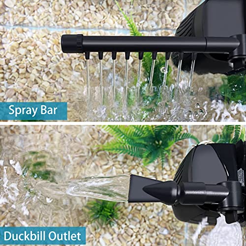 FEDOUR 4W 5W Adjustable Aquarium Internal Filter, Submersible Filter with Spray Bar, Water Pump for 1-40 Gallon Fish and Turtle Tank (for 1-20 gallon)