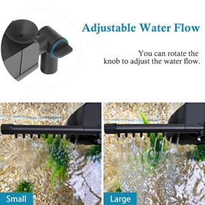 FEDOUR 4W 5W Adjustable Aquarium Internal Filter, Submersible Filter with Spray Bar, Water Pump for 1-40 Gallon Fish and Turtle Tank (for 1-20 gallon)