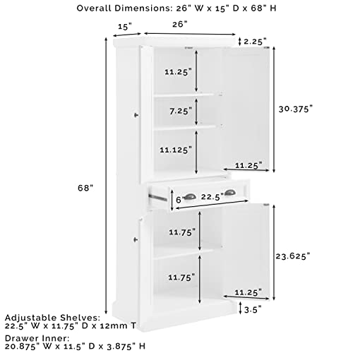 Crosley Furniture Shoreline Storage Pantry, White