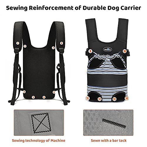 Wakytu Dog Front Carrier Backpacks for Small Dogs, Legs Out Pet Carrier Sling Backpack with Adjustable Padded Ventilated Shoulder Straps, Easy-Fit for Traveling Hiking Camping