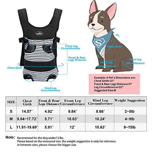 Wakytu Dog Front Carrier Backpacks for Small Dogs, Legs Out Pet Carrier Sling Backpack with Adjustable Padded Ventilated Shoulder Straps, Easy-Fit for Traveling Hiking Camping